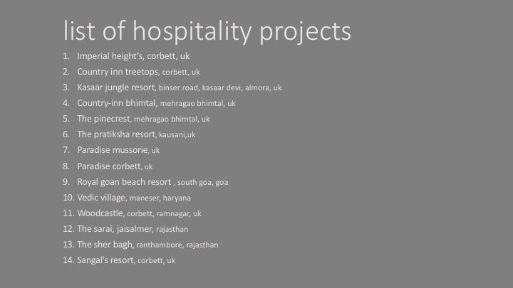 list of hospitality projects | atrium design studio