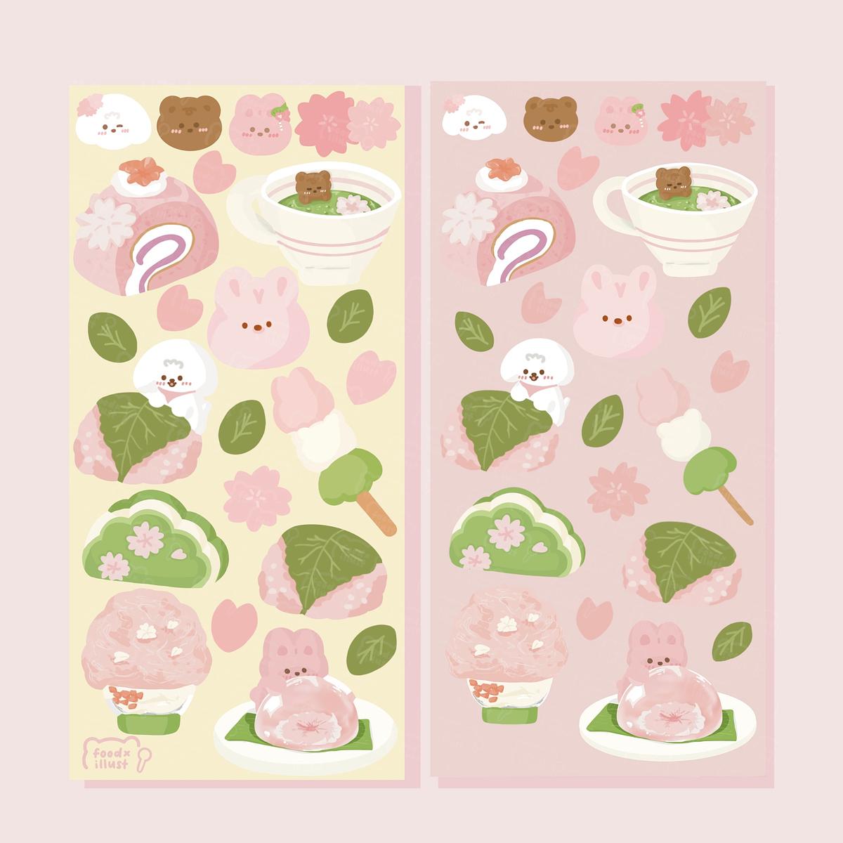 Glitter Sakura Sticker Sheet