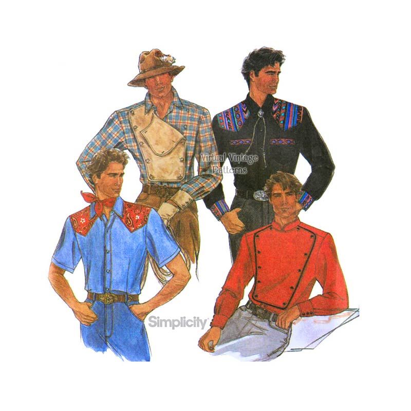 Mens Fitted Western Shirt Sewing Pattern, Simplicity 8441