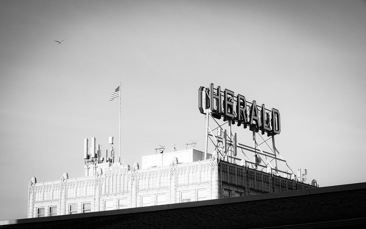 Bellingham Herald building in B&W