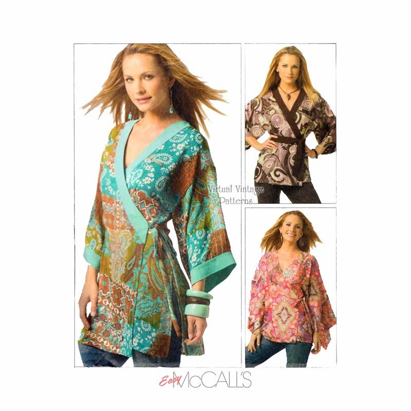 Easy Kimono Wrap Top Pattern, McCalls M5233, Xs S M