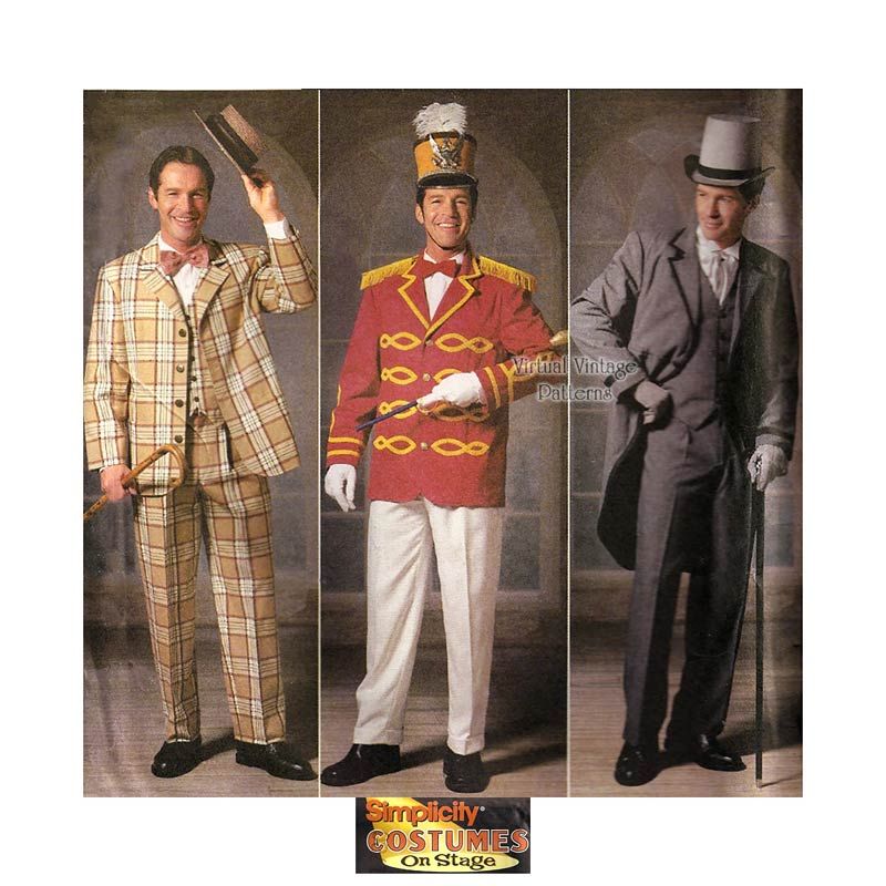 Simplicity 9686, Mens Stage Costume Pattern, XS to XL, Uncut